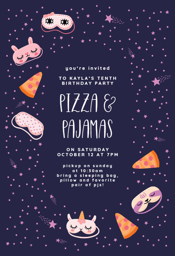 Pink Sleepover Birthday Invitation Template Free Greetings Island